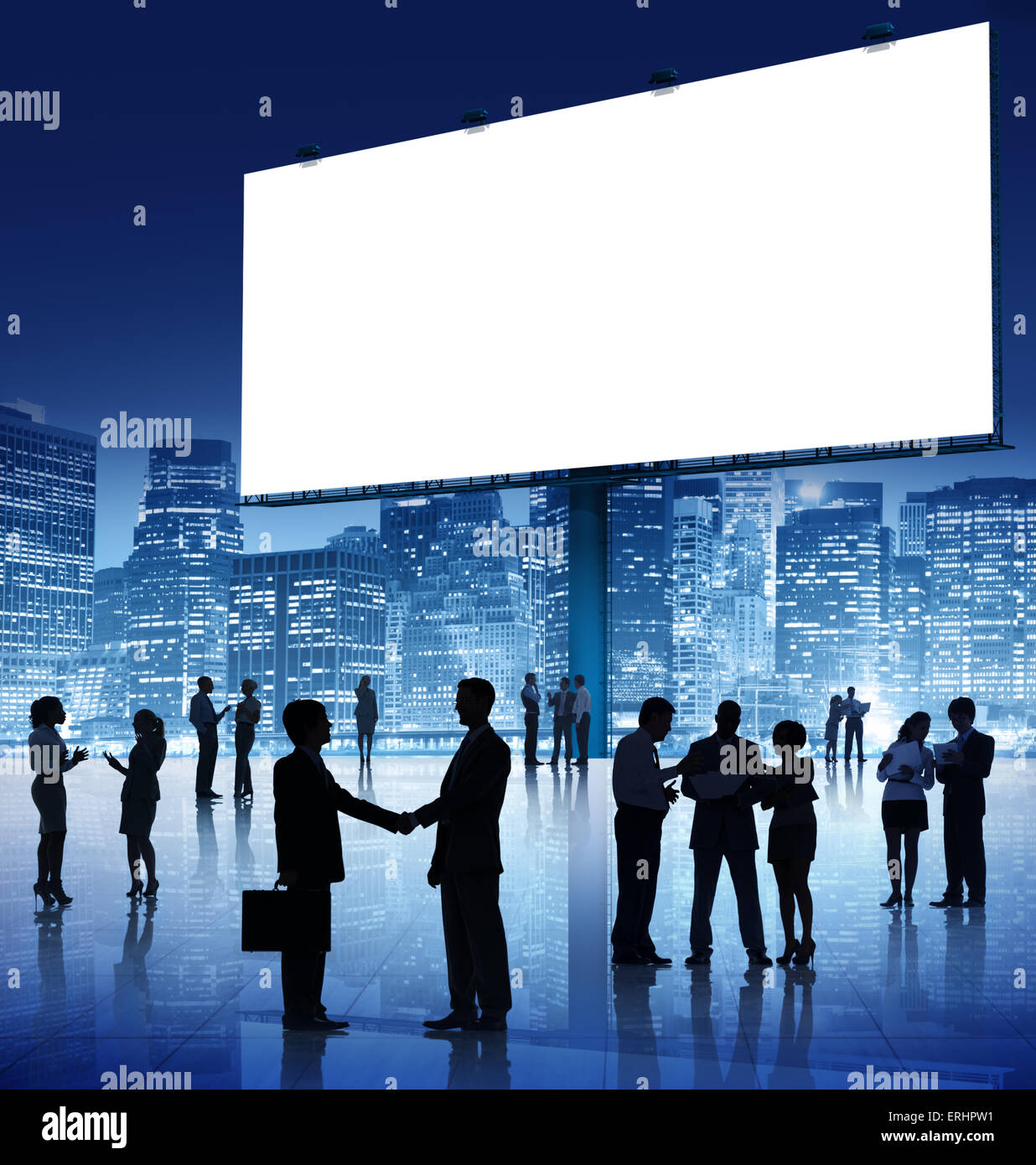 Group of Business People with Placard Stock Photo - Alamy