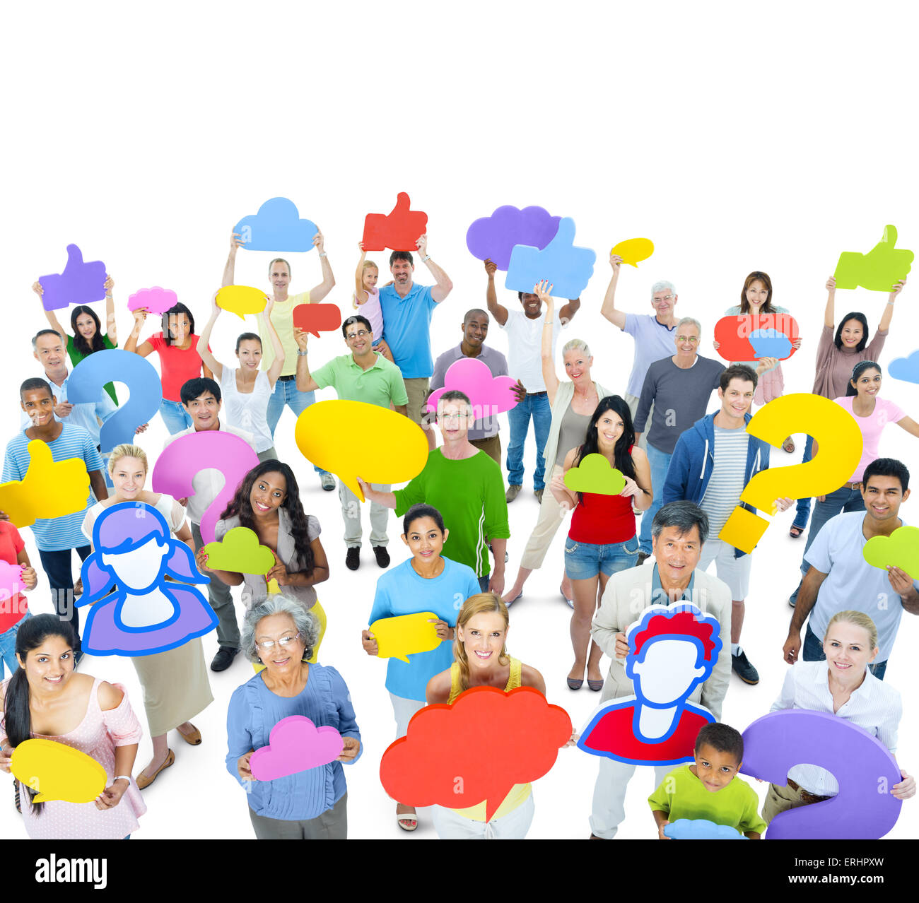 Crowd smiling the media standing hi-res stock photography and images ...