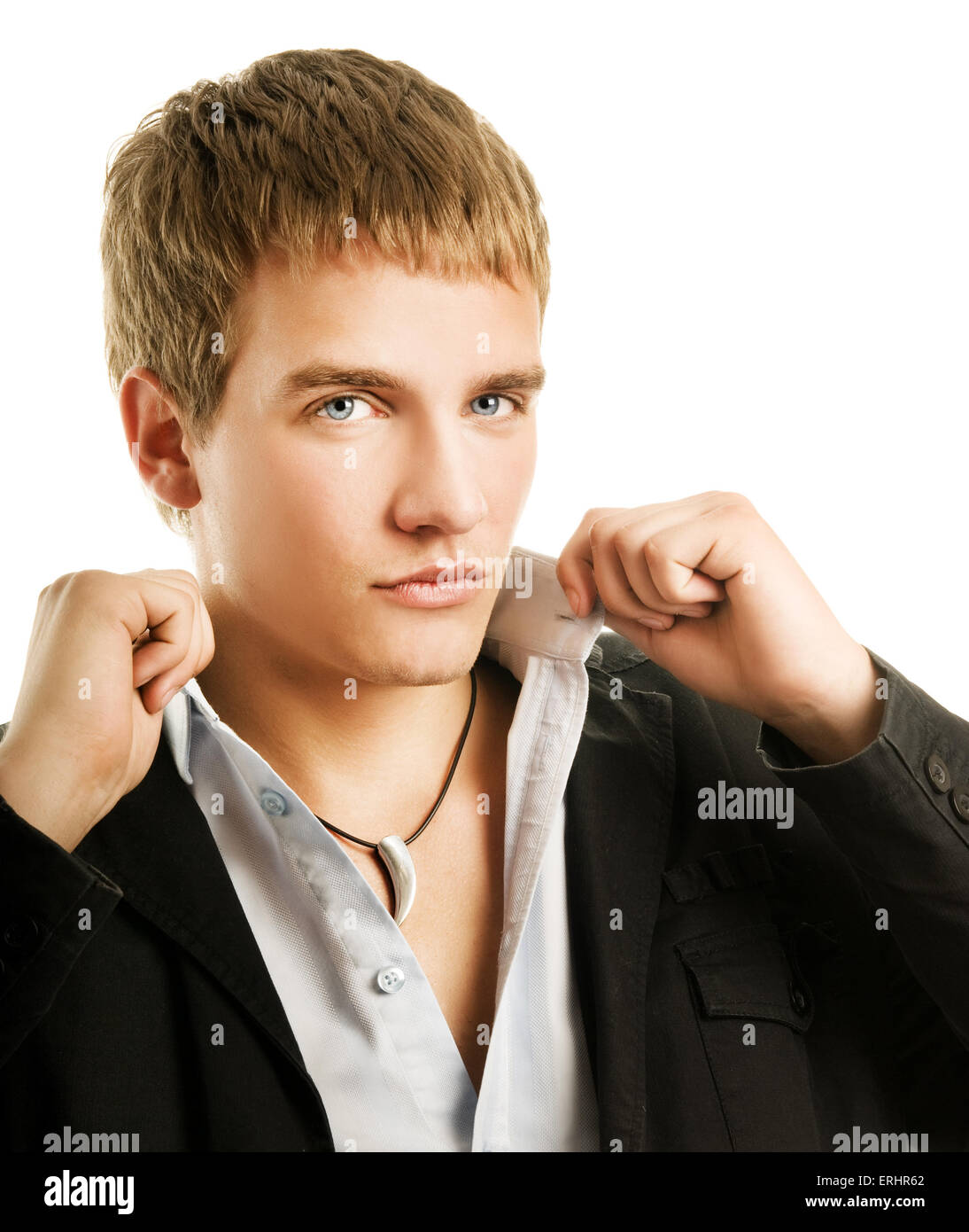Handsome young man dressing up Stock Photo - Alamy