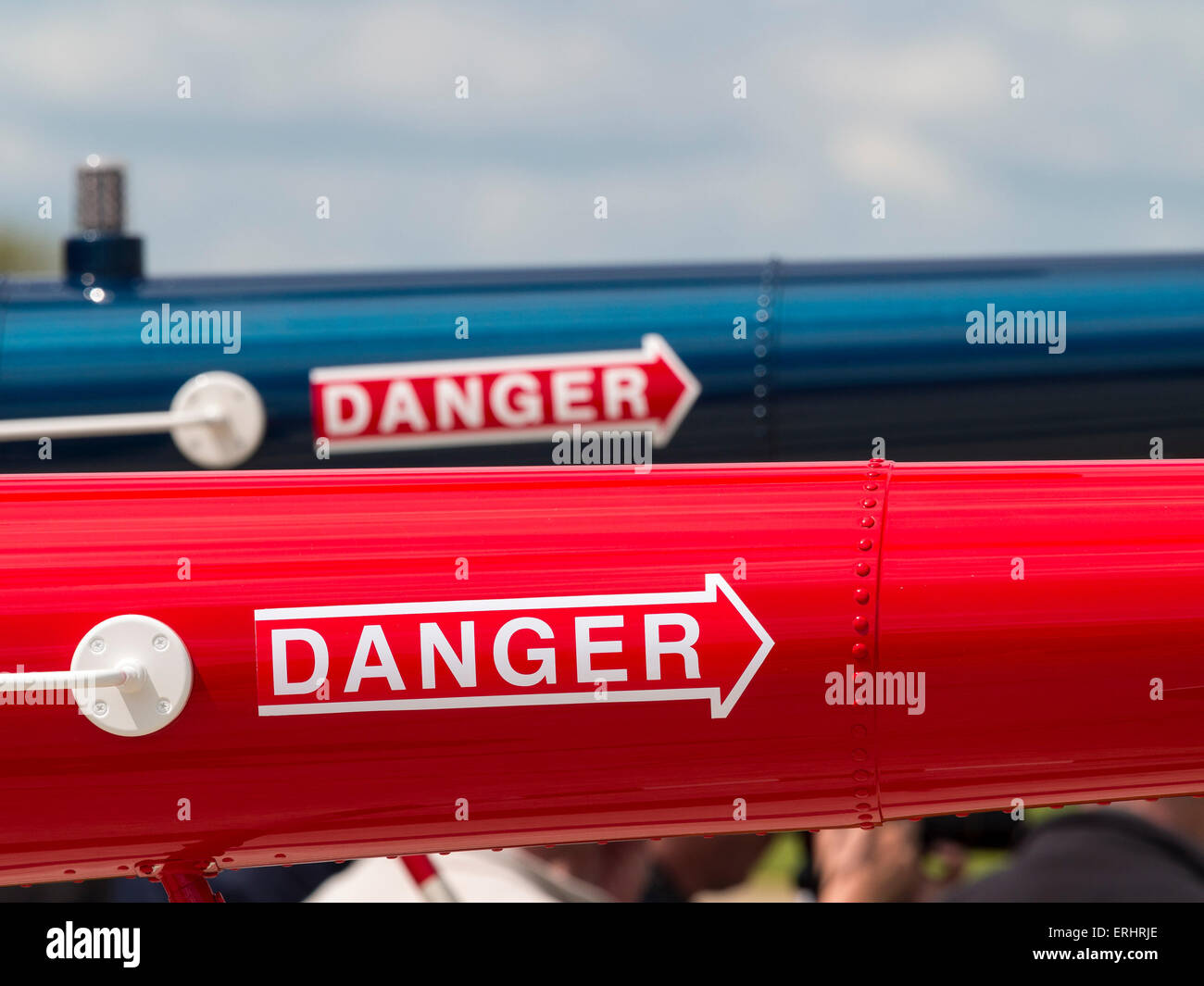 'Danger' warning sign near the tail rotor of a Robinson leisure ...