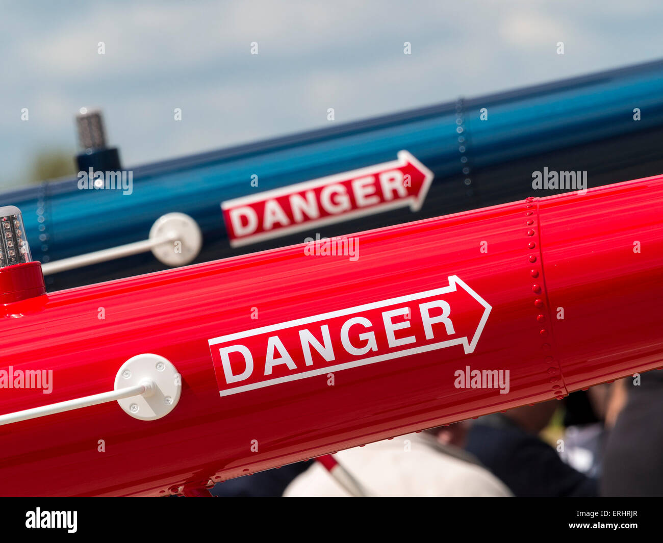 'Danger' warning sign near the tail rotor of a Robinson leisure ...