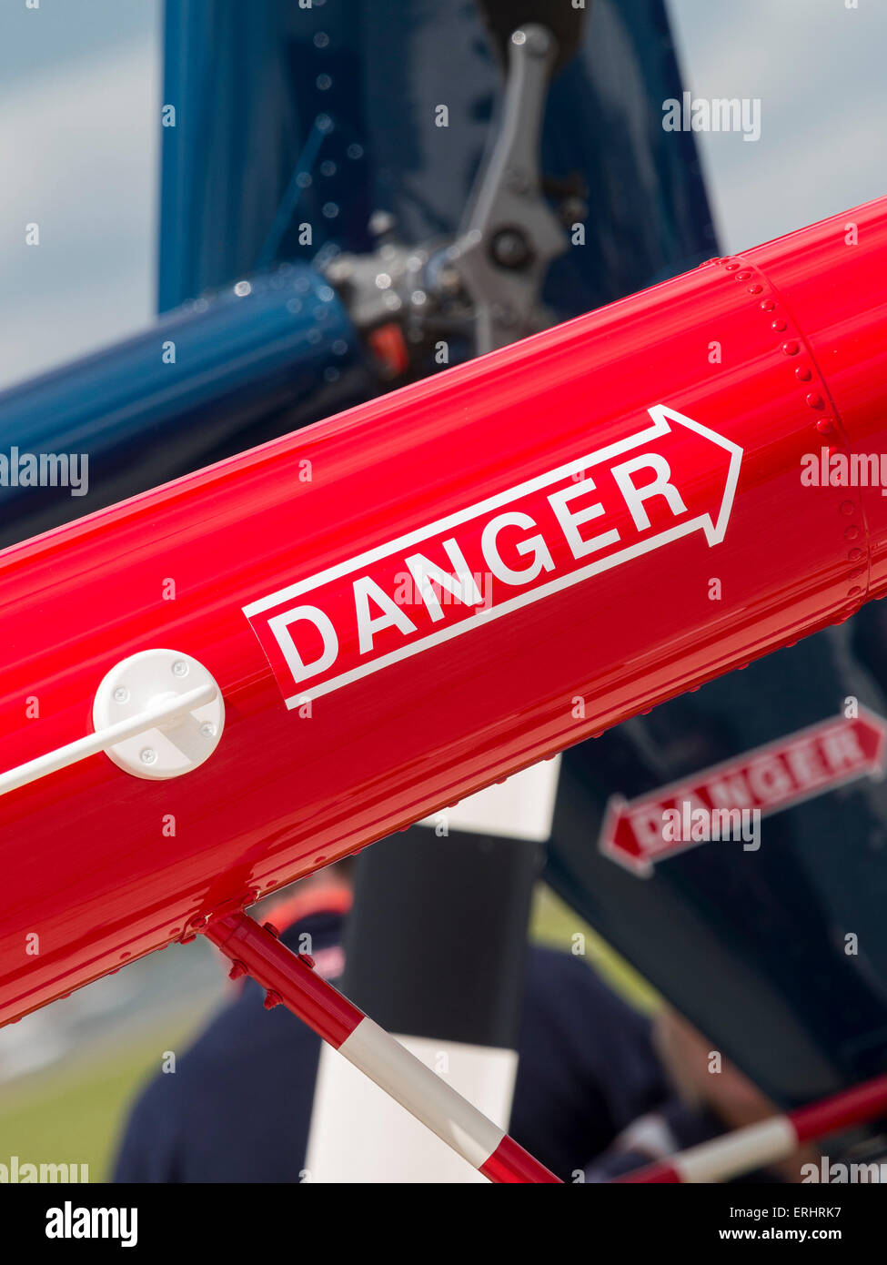 'Danger' warning sign near the tail rotor of a Robinson leisure ...