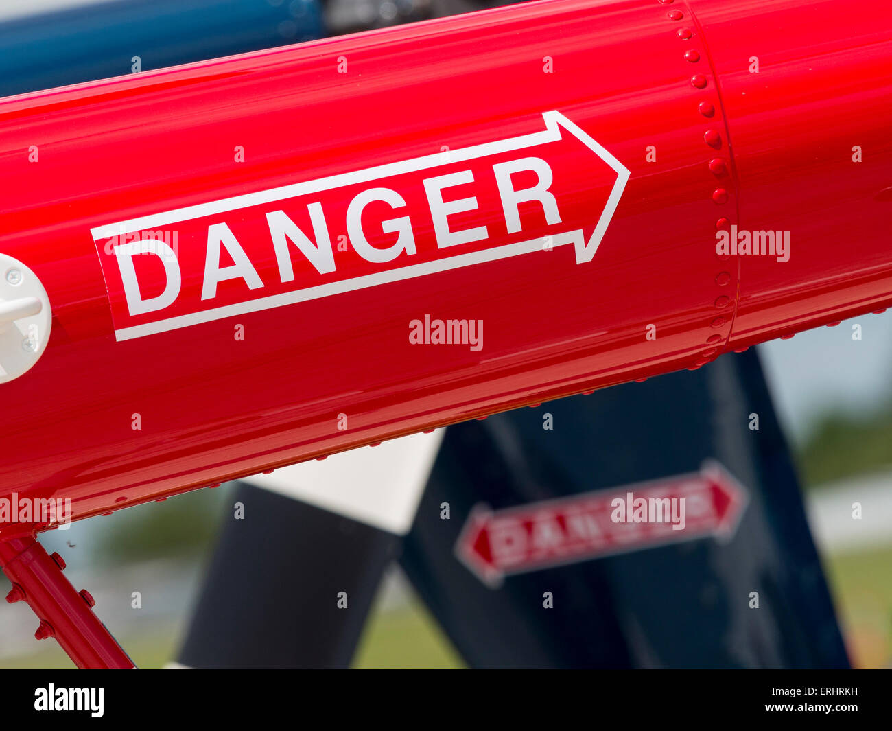 'Danger' warning sign near the tail rotor of a Robinson leisure ...