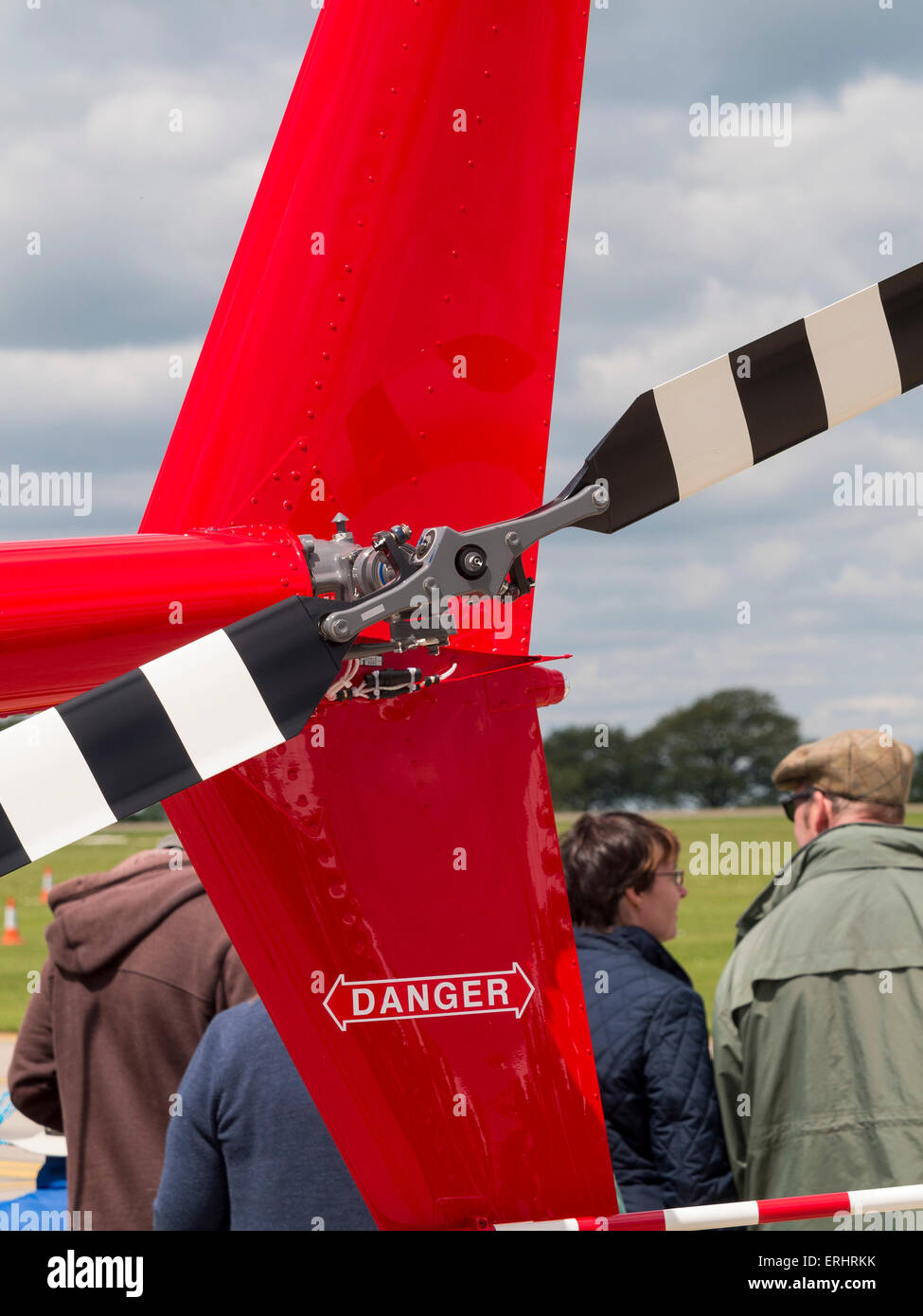 'Danger' warning sign near the tail rotor of a Robinson leisure ...