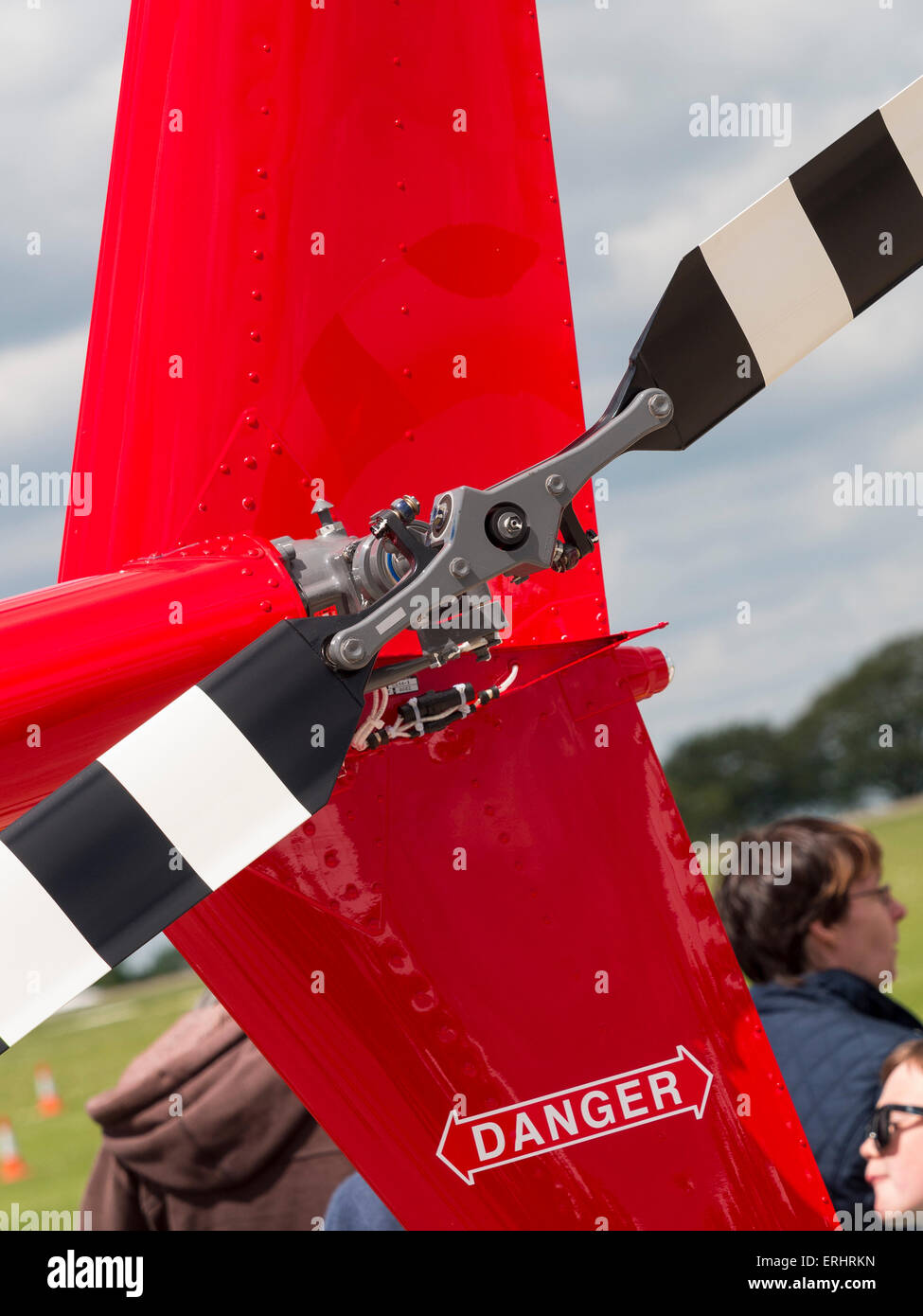 'Danger' warning sign near the tail rotor of a Robinson leisure ...