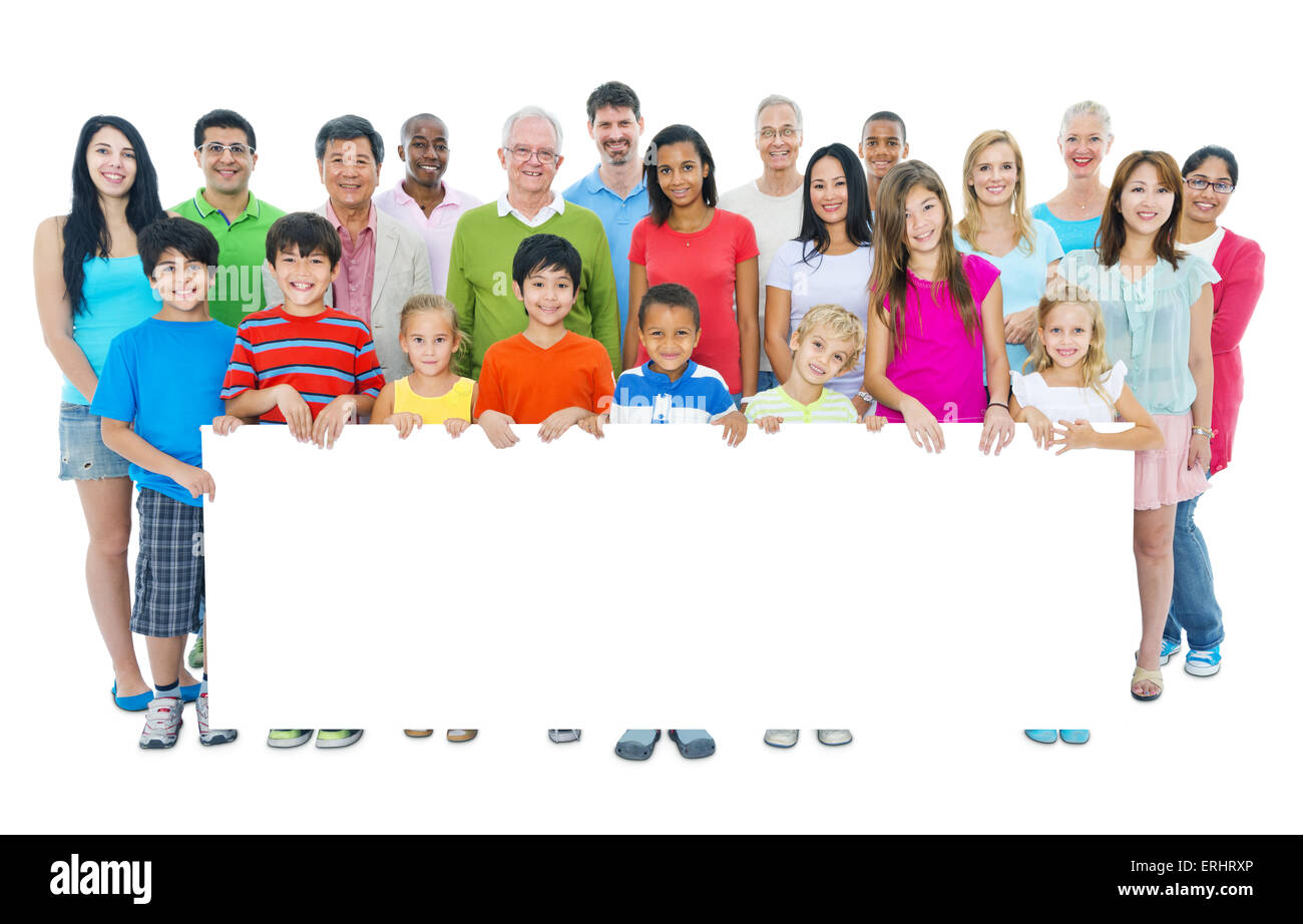 Large Group of People Holding Placard Stock Photo - Alamy