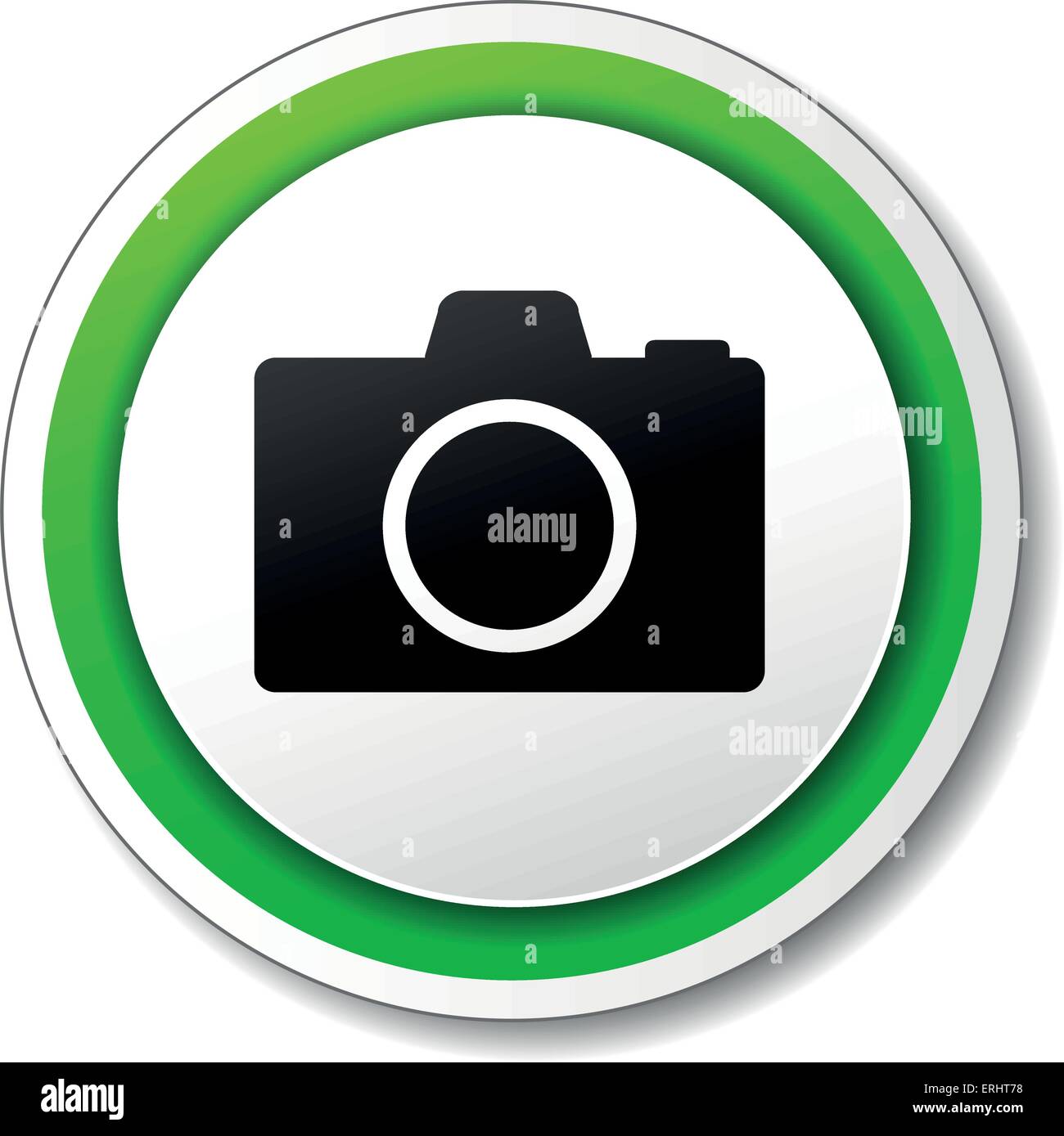 Vector illustration of camera round icon on white background Stock ...