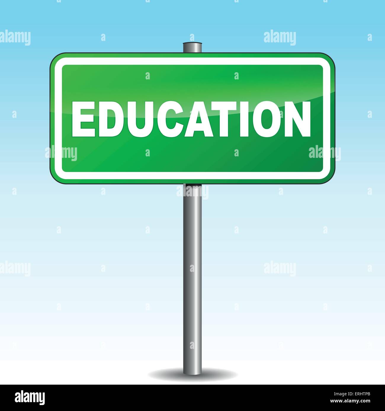 Vector illustration of education signpost on sky background Stock ...