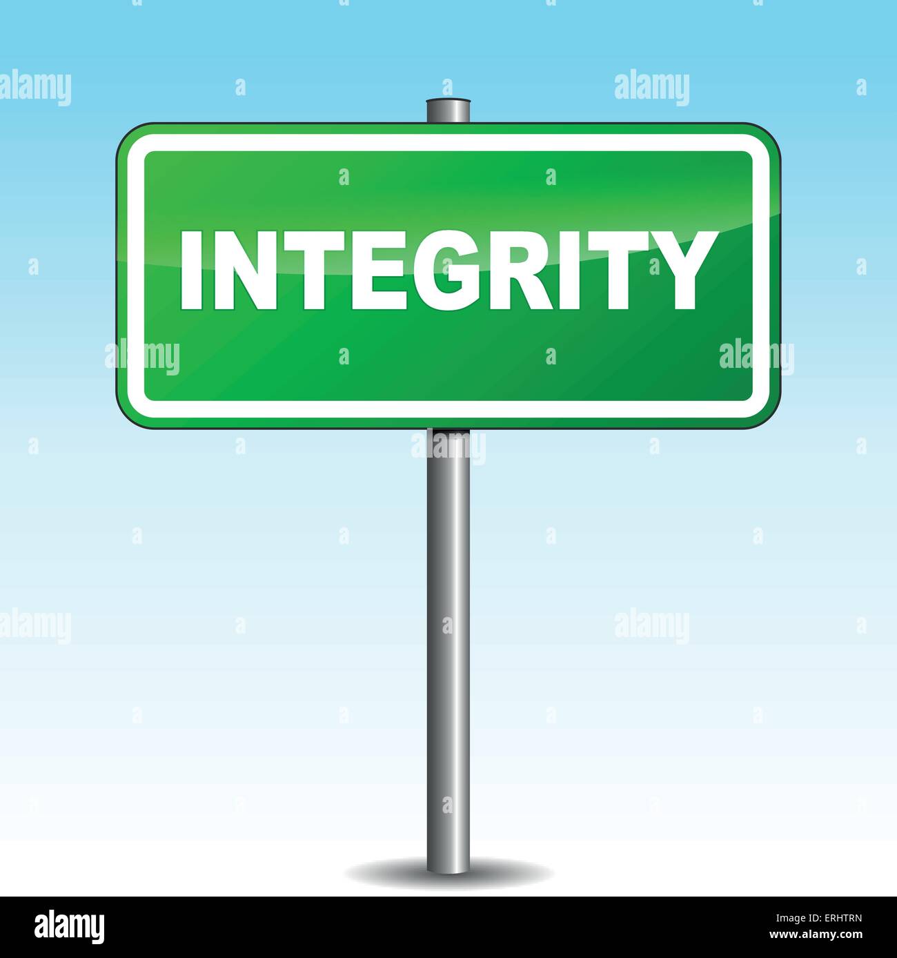 Vector illustration of integrity signpost on sky background Stock ...