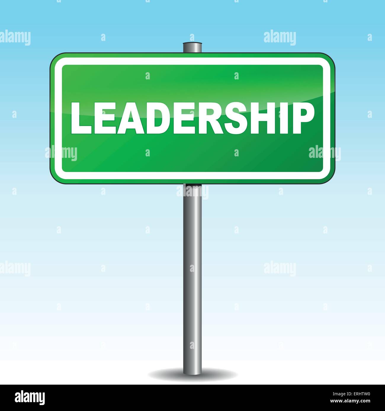 Vector illustration of leadership signpost on sky background Stock ...