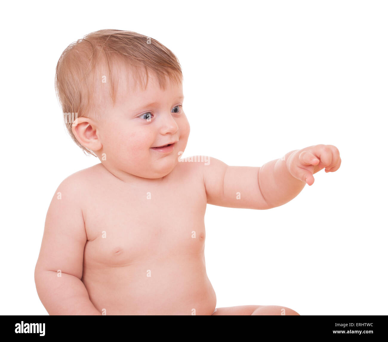 bright adorable baby on white Stock Photo - Alamy