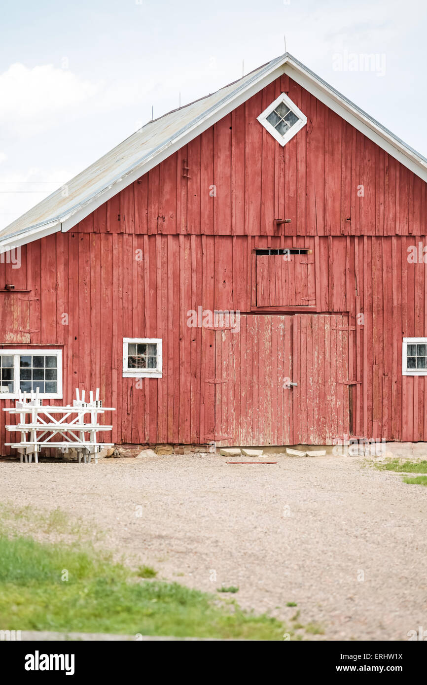 Red old barn on historical farm in Parker, Colorado Stock Photo - Alamy