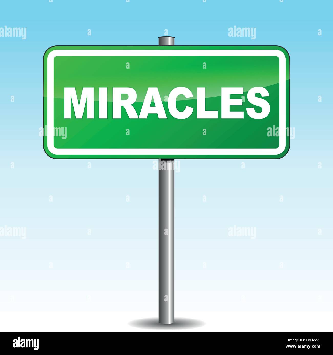 Vector illustration of miracles signpost on sky background Stock Vector ...