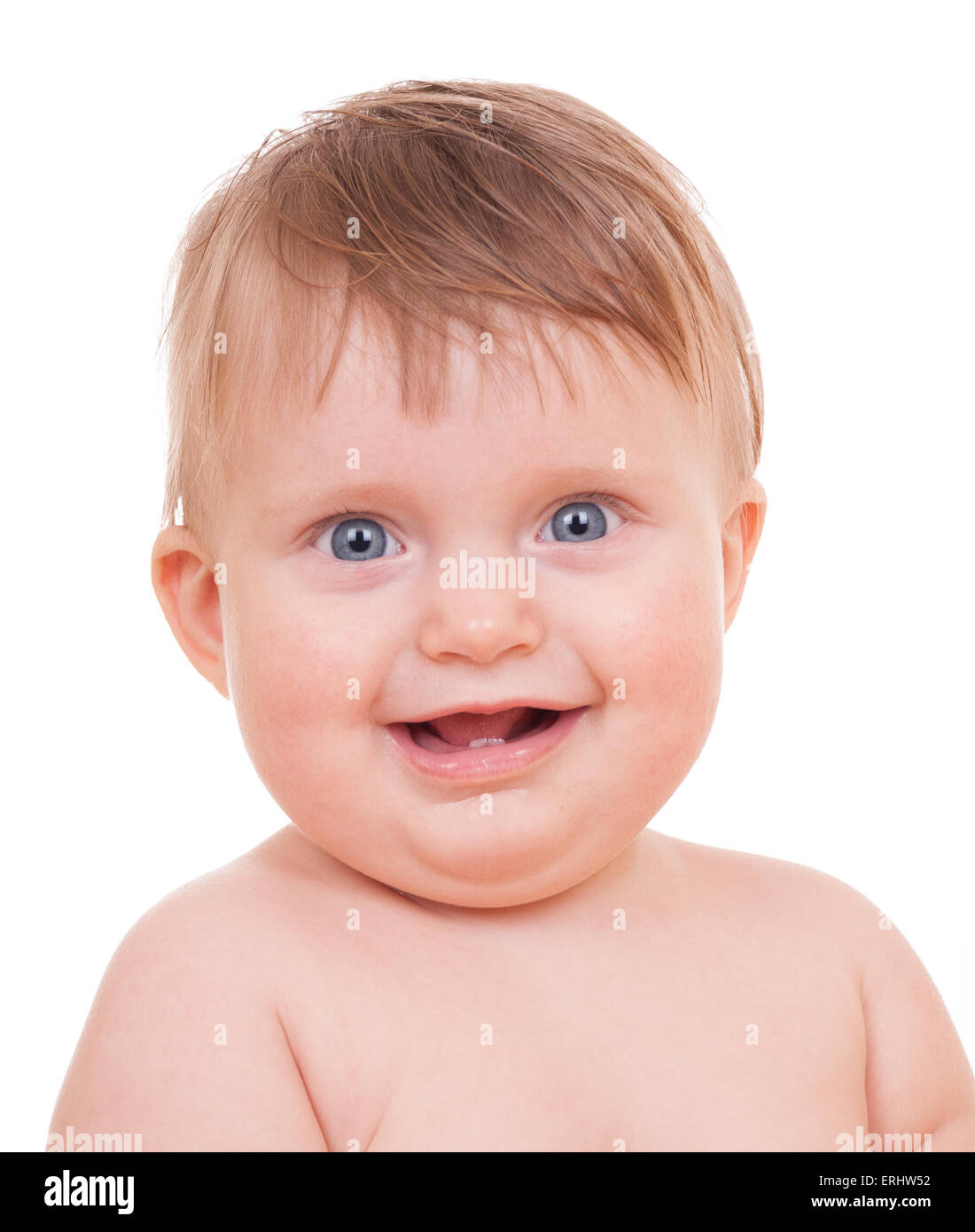 bright adorable baby on white Stock Photo - Alamy