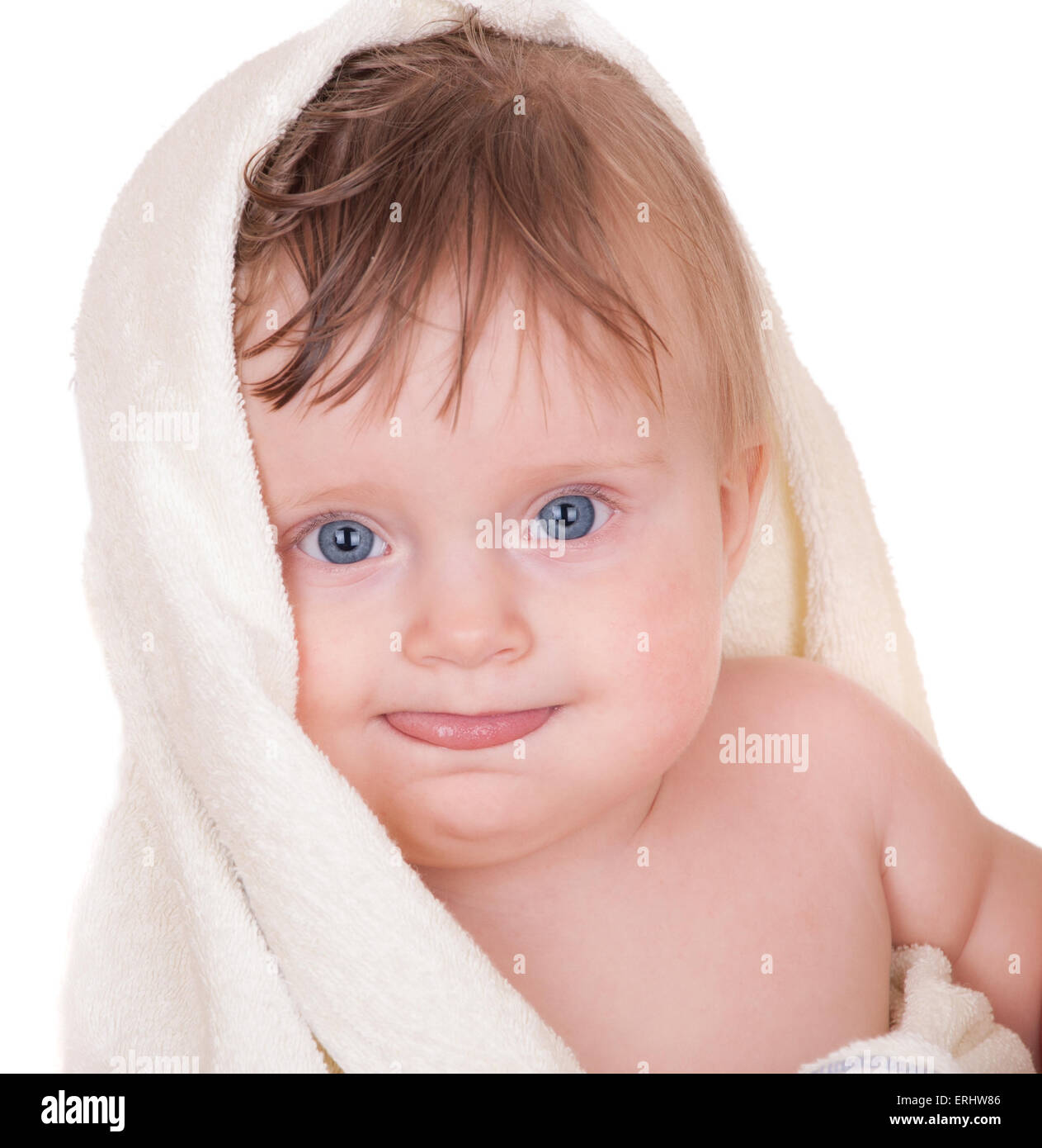 bright adorable baby on white Stock Photo - Alamy