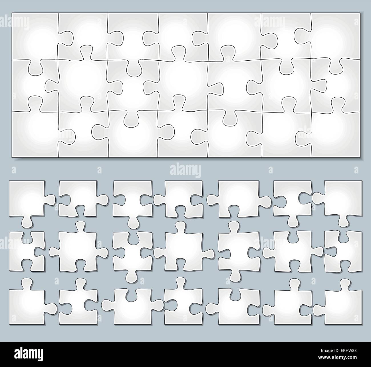 Vector illustration of horizontal jigsaw puzzle with separate elements ...