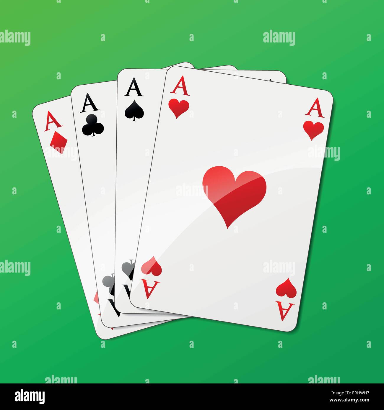 Vector illustration of square of aces on green background Stock Vector ...