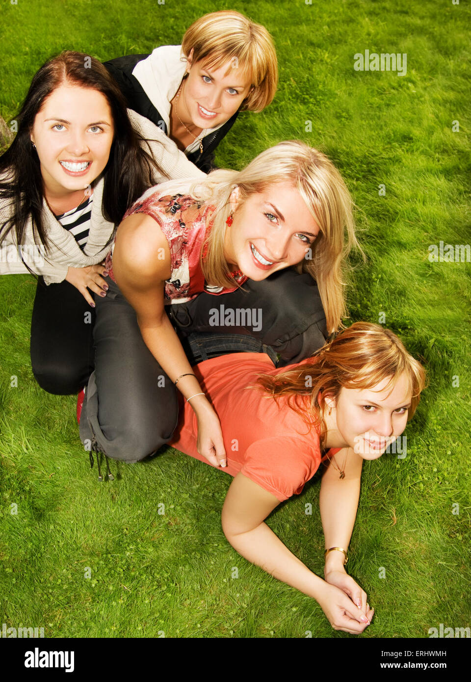 Group of happy friends having fun outdoors Stock Photo - Alamy