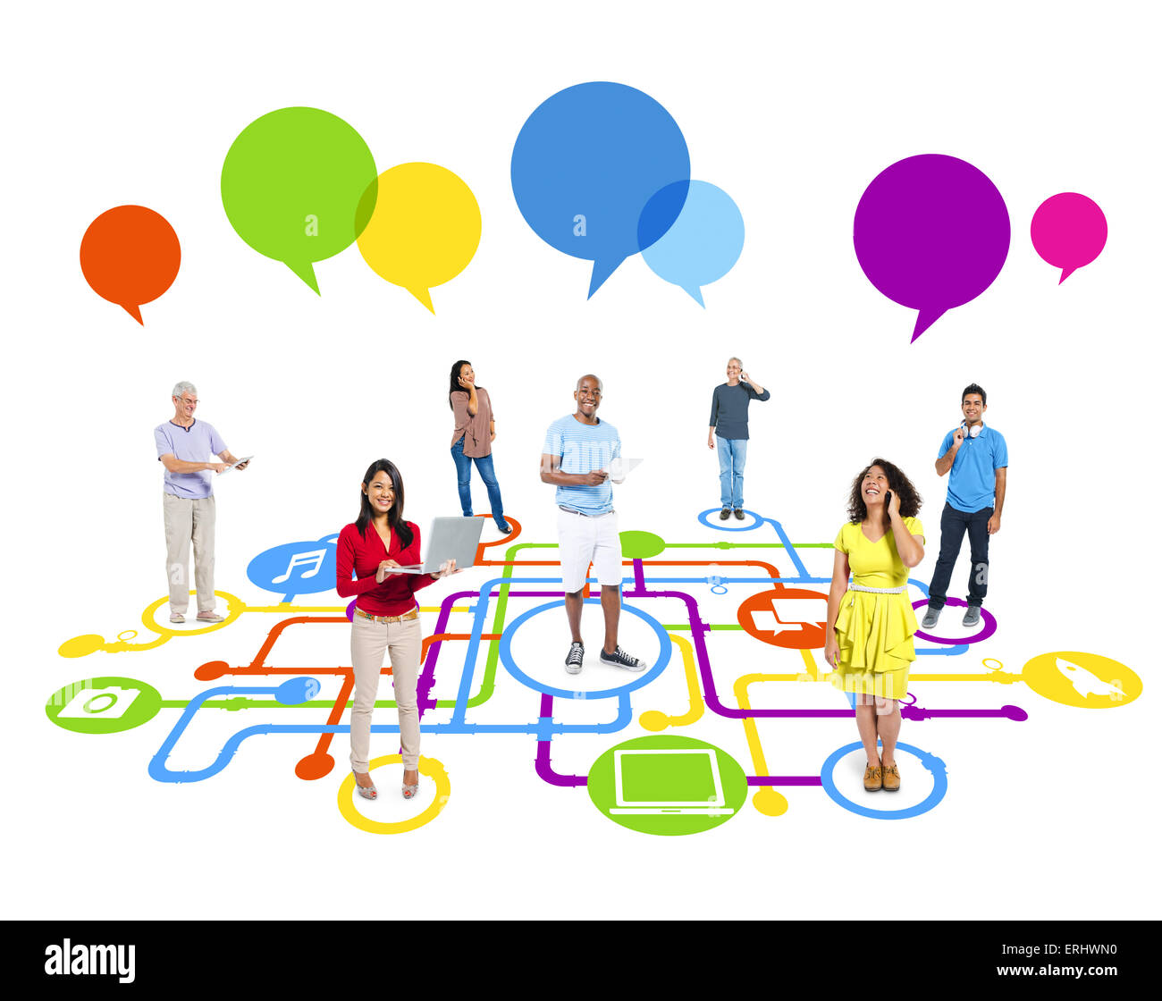 Social media icons on phone Cut Out Stock Images & Pictures - Alamy