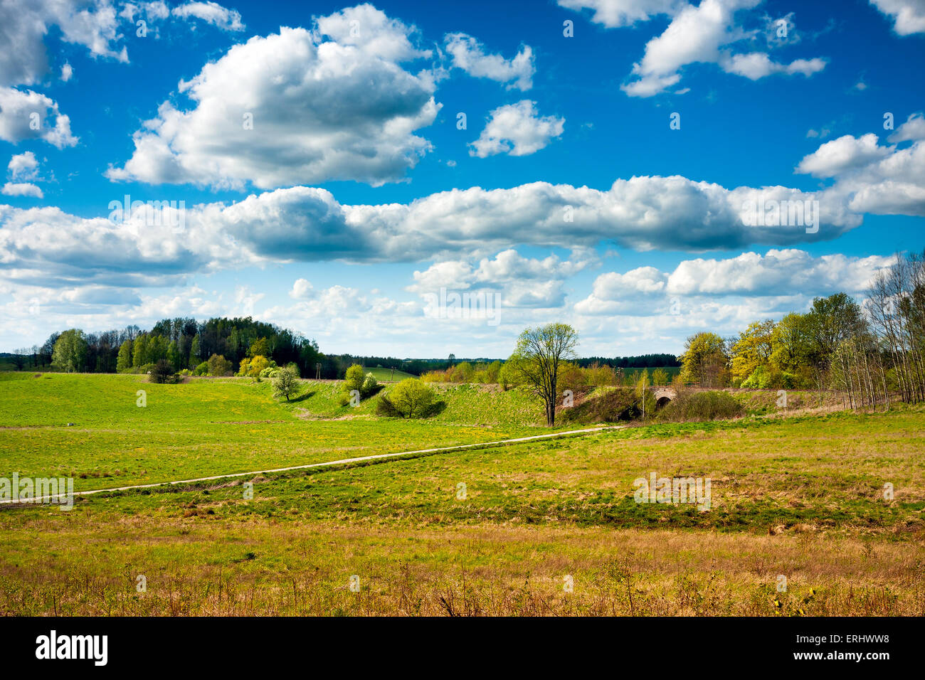 Countryside landscape, field and road Stock Photo - Alamy