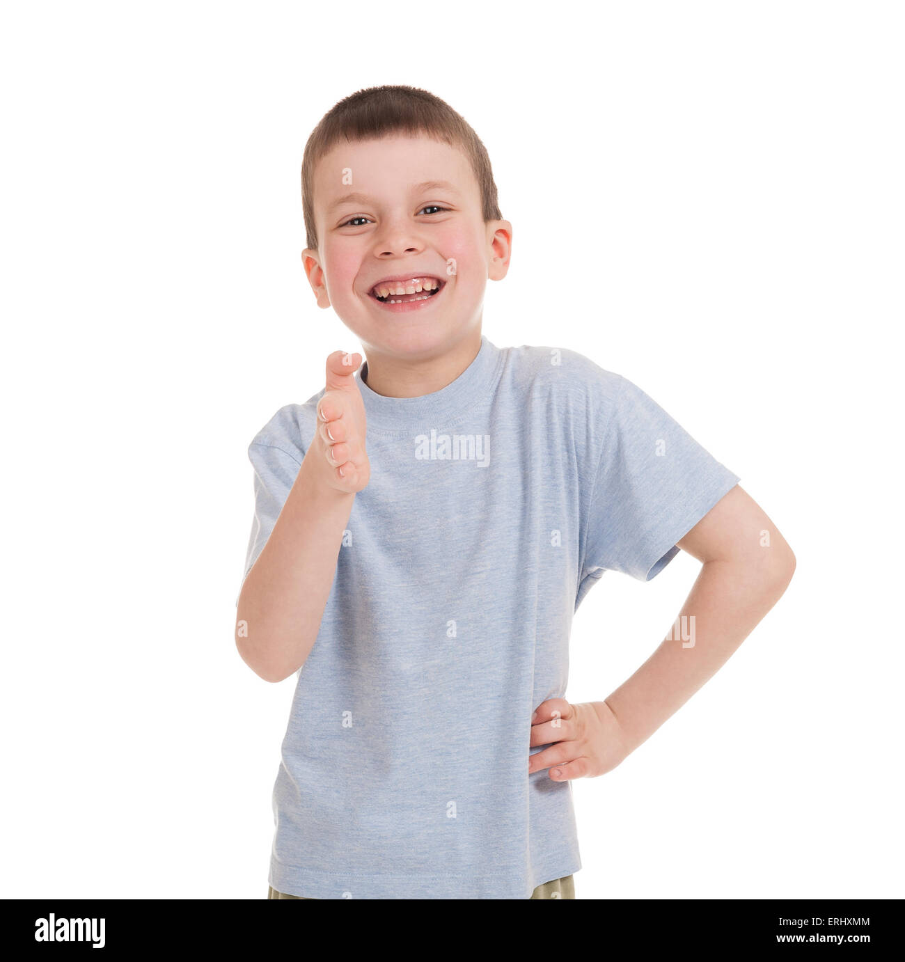 greeting boy isolated on white Stock Photo - Alamy