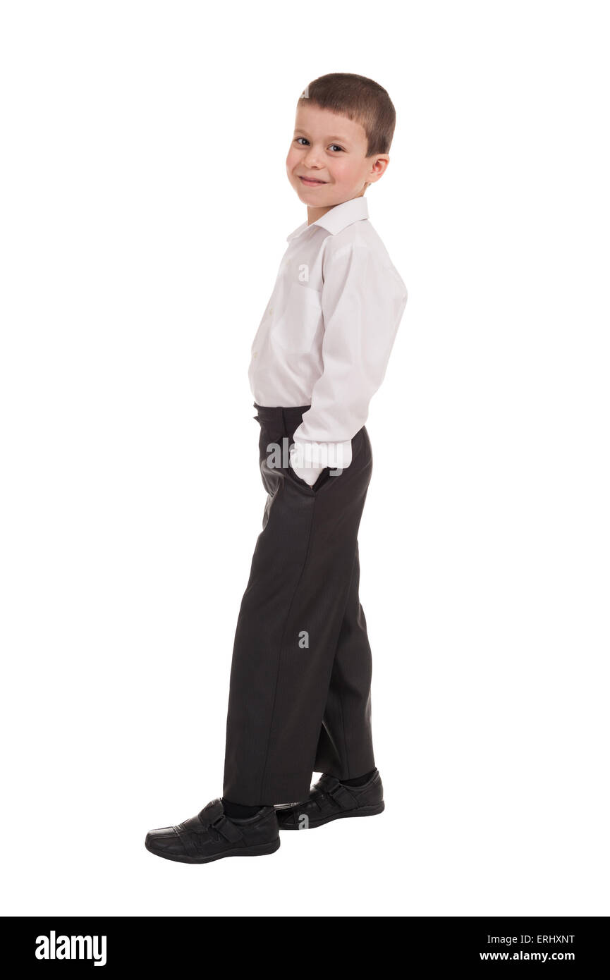 boy side view isolated on white Stock Photo - Alamy