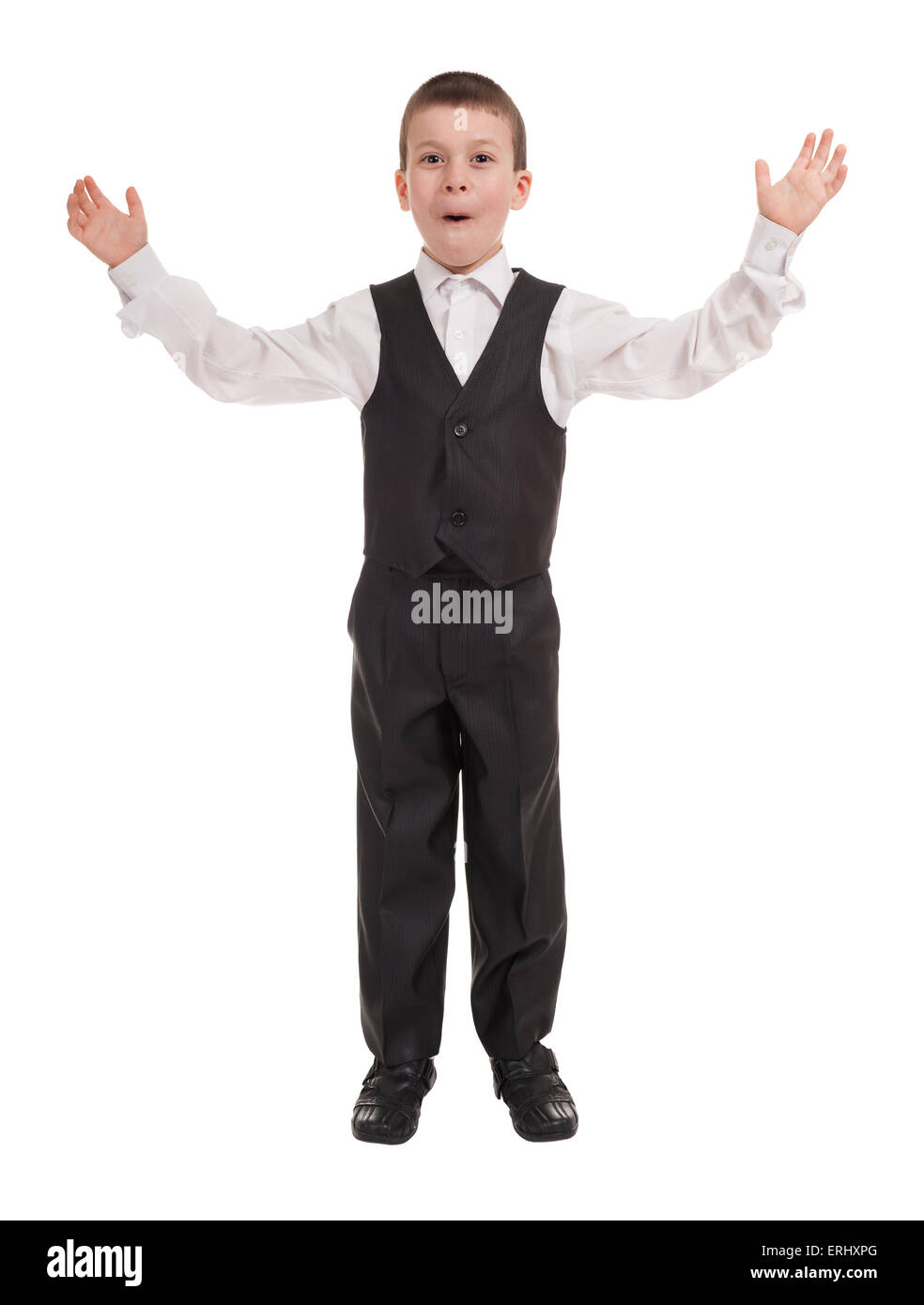 boy in suit open arms isolated Stock Photo - Alamy