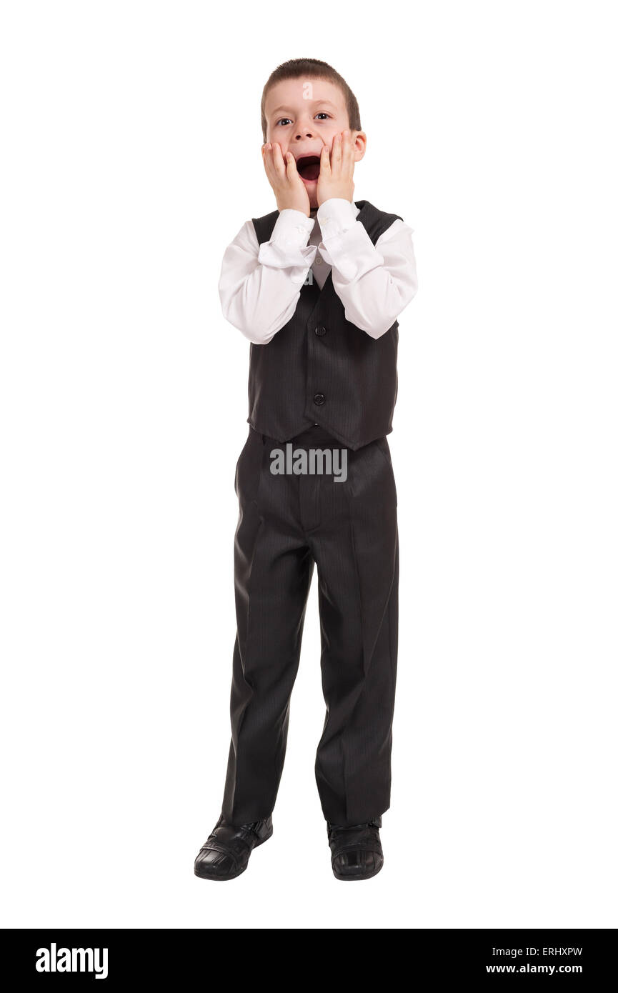 surprised boy isolated on white Stock Photo - Alamy