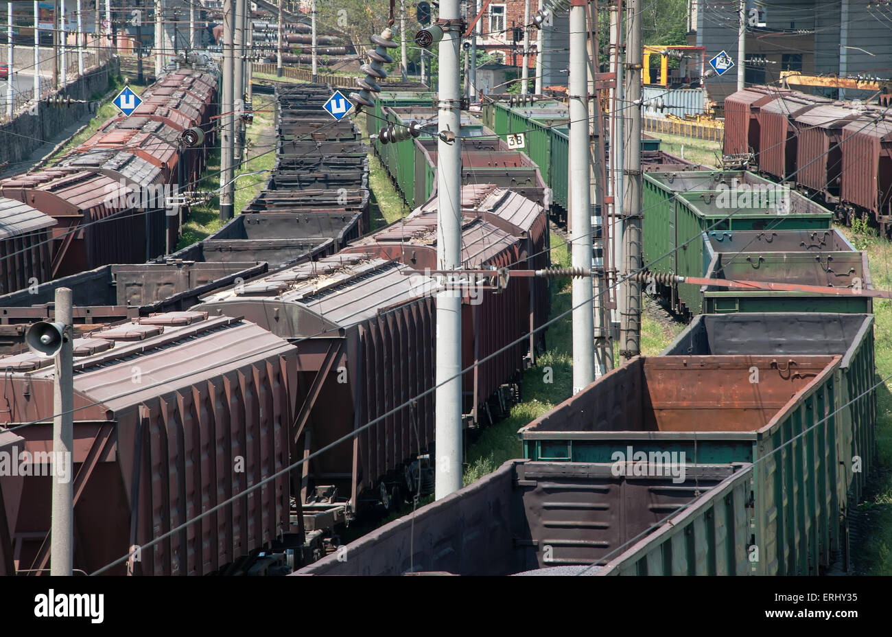 railroad station with cars Stock Photo - Alamy