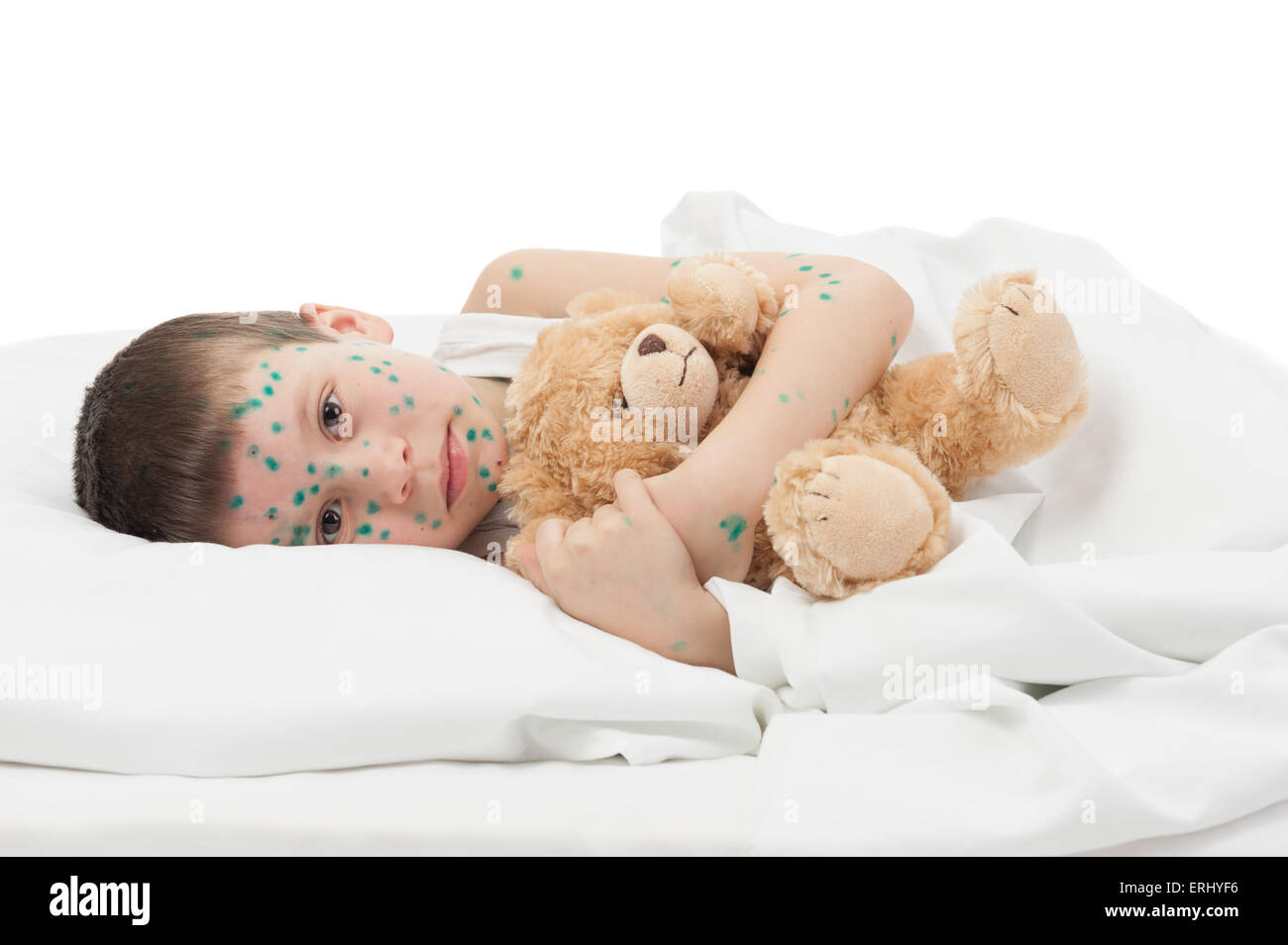 sick boy in a white bed Stock Photo - Alamy