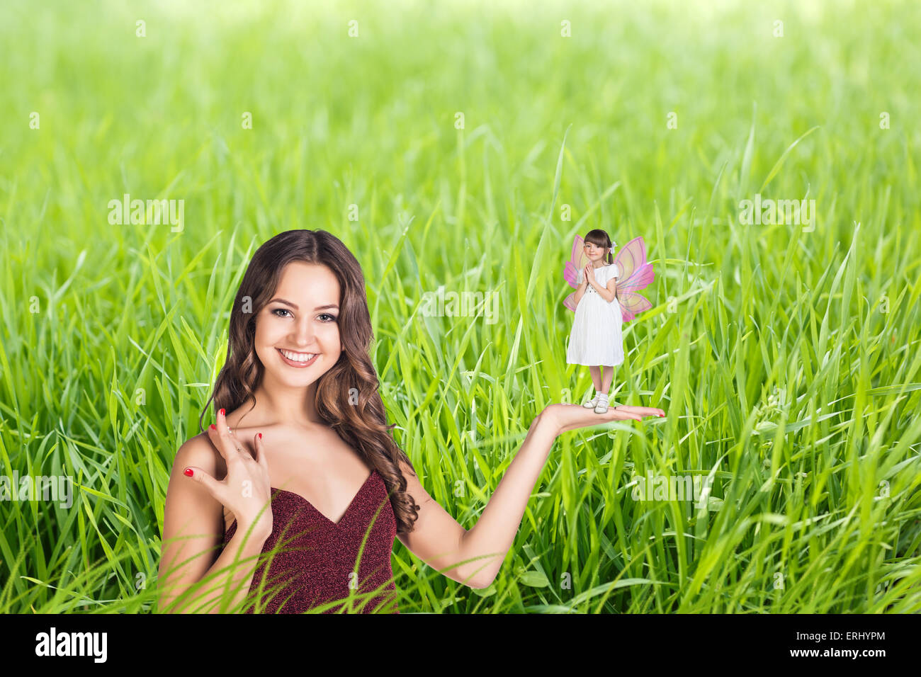Lady with a fairy Stock Photo - Alamy