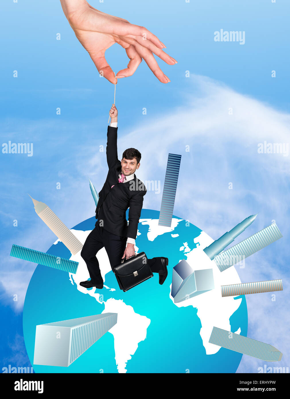 Big hand holding a business man Stock Photo - Alamy