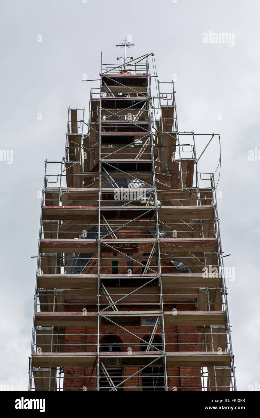 The renovation of the old church's tower Stock Photo - Alamy
