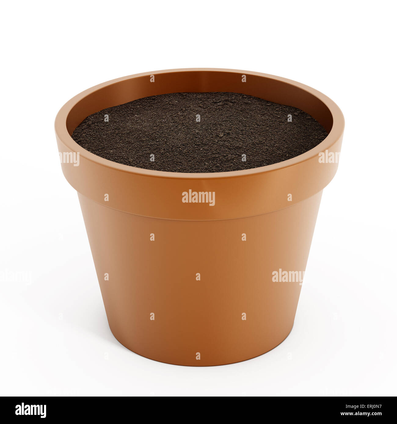 Pot with soil isolated on white background Stock Photo - Alamy