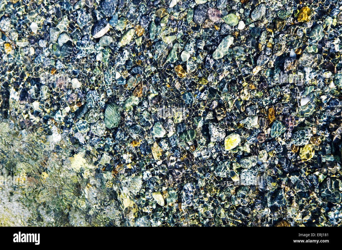 Pebbles rocks covered with water Stock Photo - Alamy