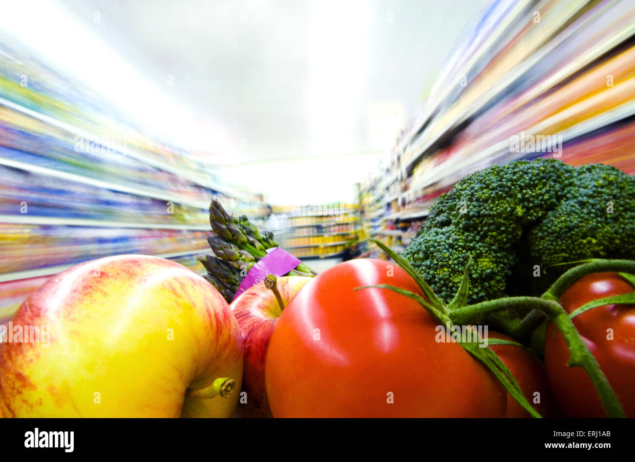 Fresh fruits and vegetables in a supermarket Stock Photo - Alamy