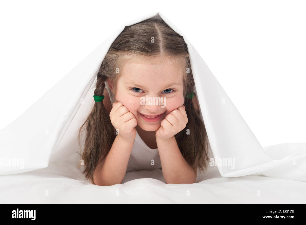 cheerful girl under the blanket Stock Photo - Alamy