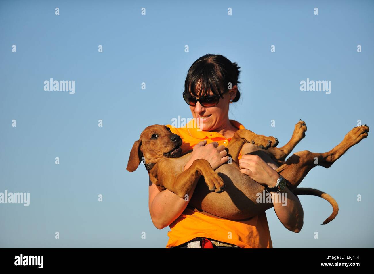 woman and Rhodesian Ridgeback Stock Photo - Alamy