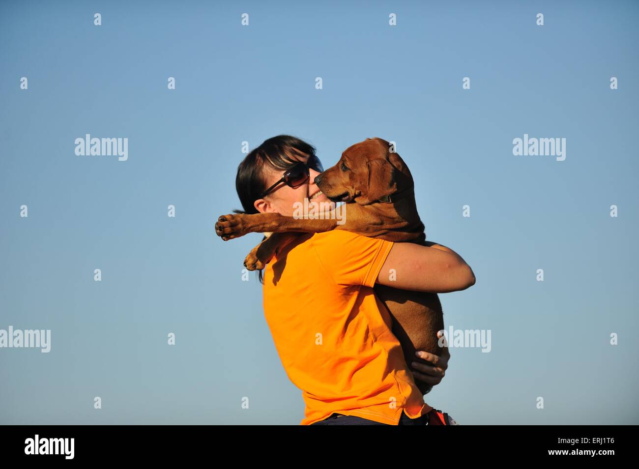 woman and Rhodesian Ridgeback Stock Photo - Alamy