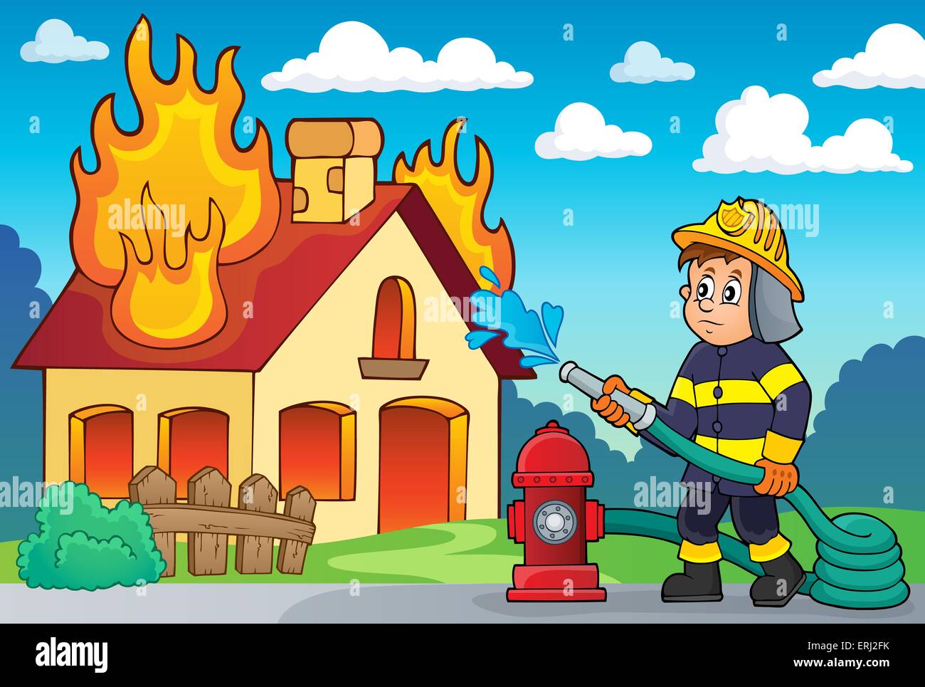 Firefighter theme image 2 - picture illustration Stock Photo - Alamy