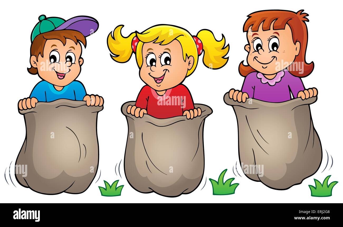 Children playing theme image 1 - picture illustration Stock Photo - Alamy