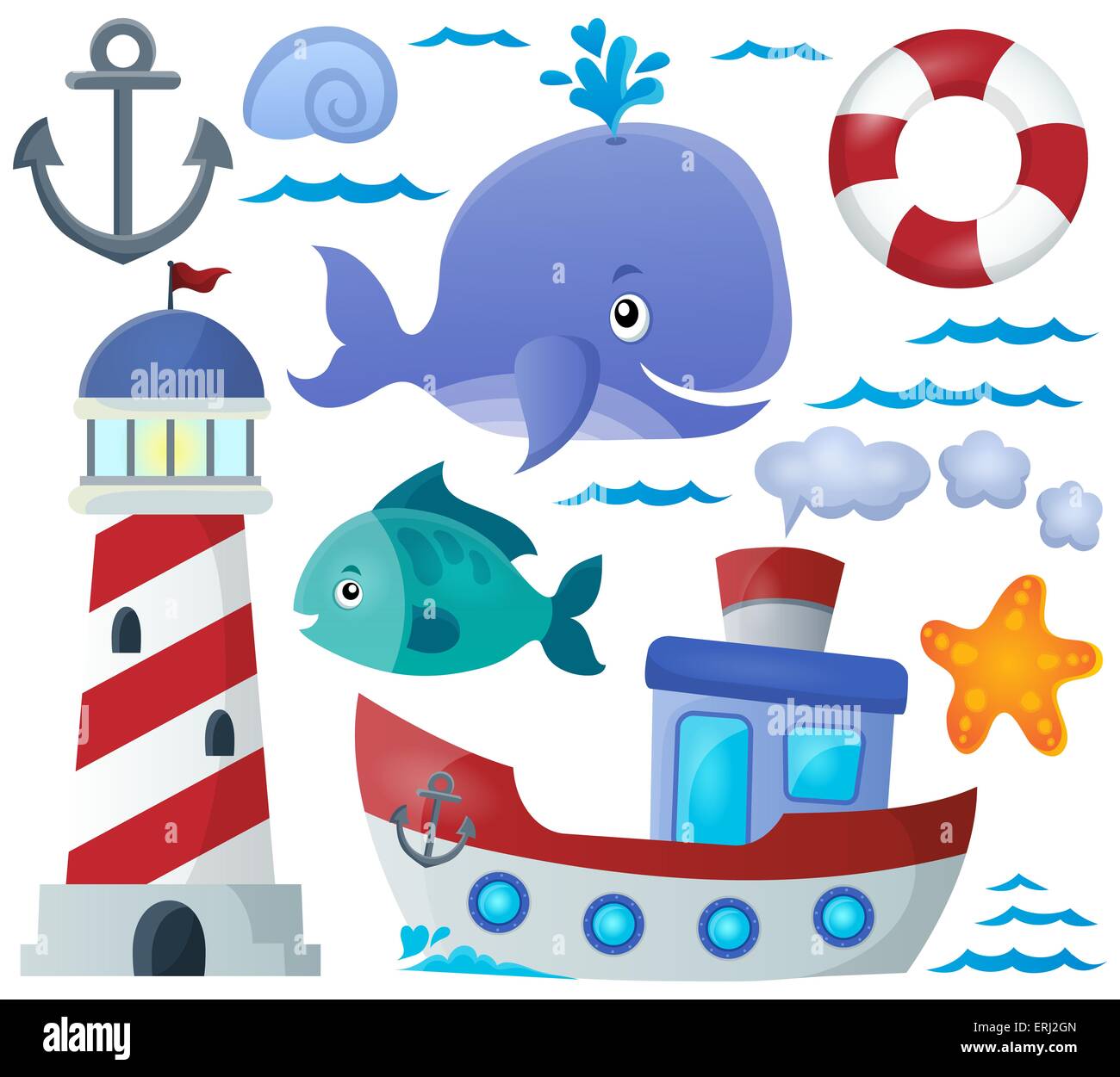 Ocean theme collection 1 - picture illustration Stock Photo - Alamy