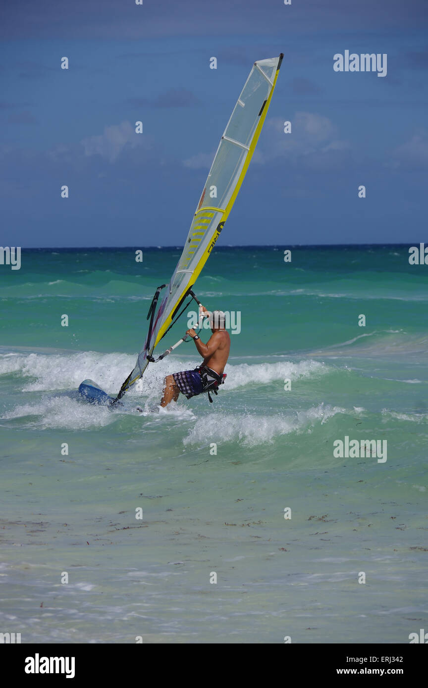 Windsurfer in Cayo Coco, Cuba Stock Photo - Alamy