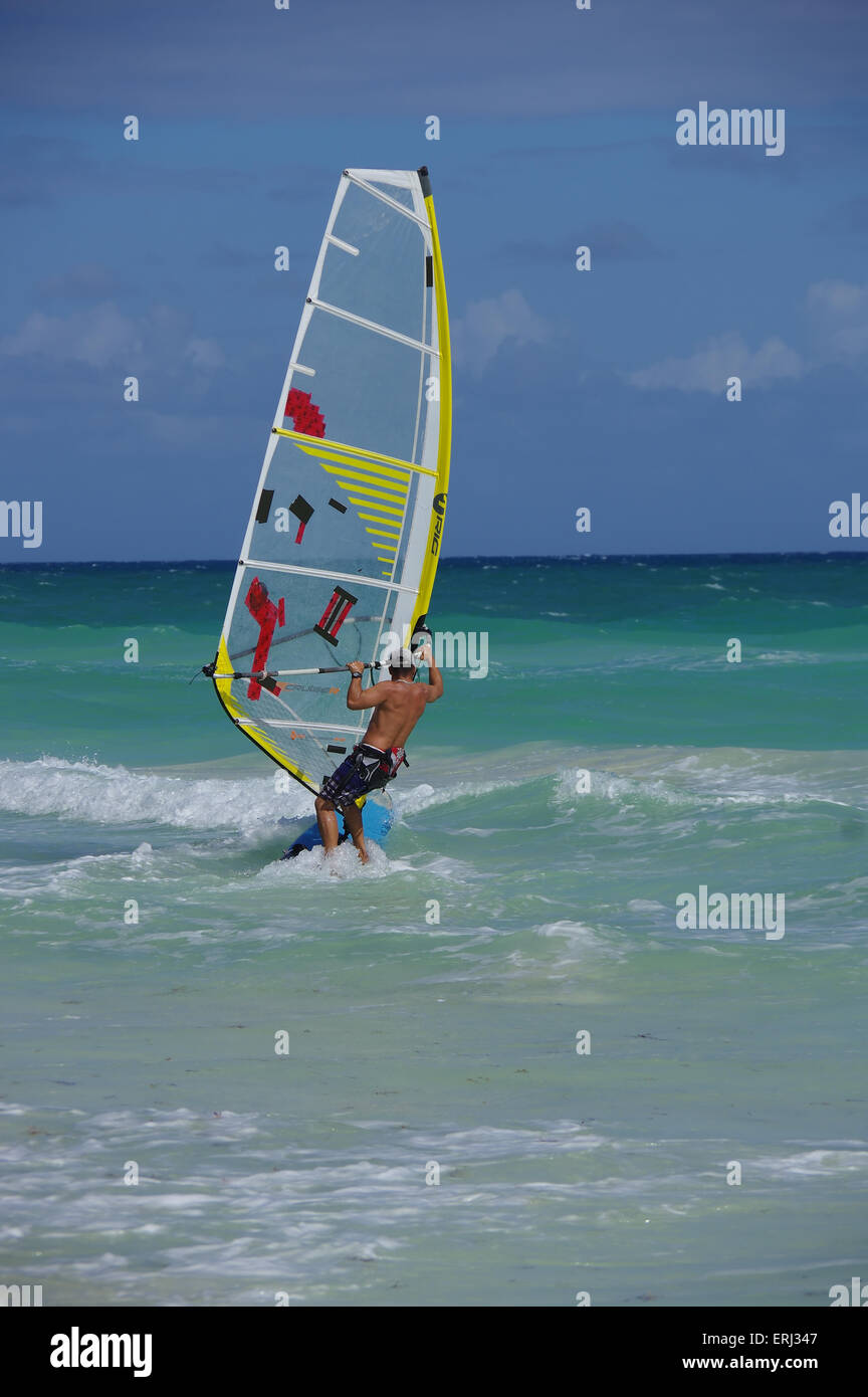 Windsurfer in Cayo Coco, Cuba Stock Photo - Alamy
