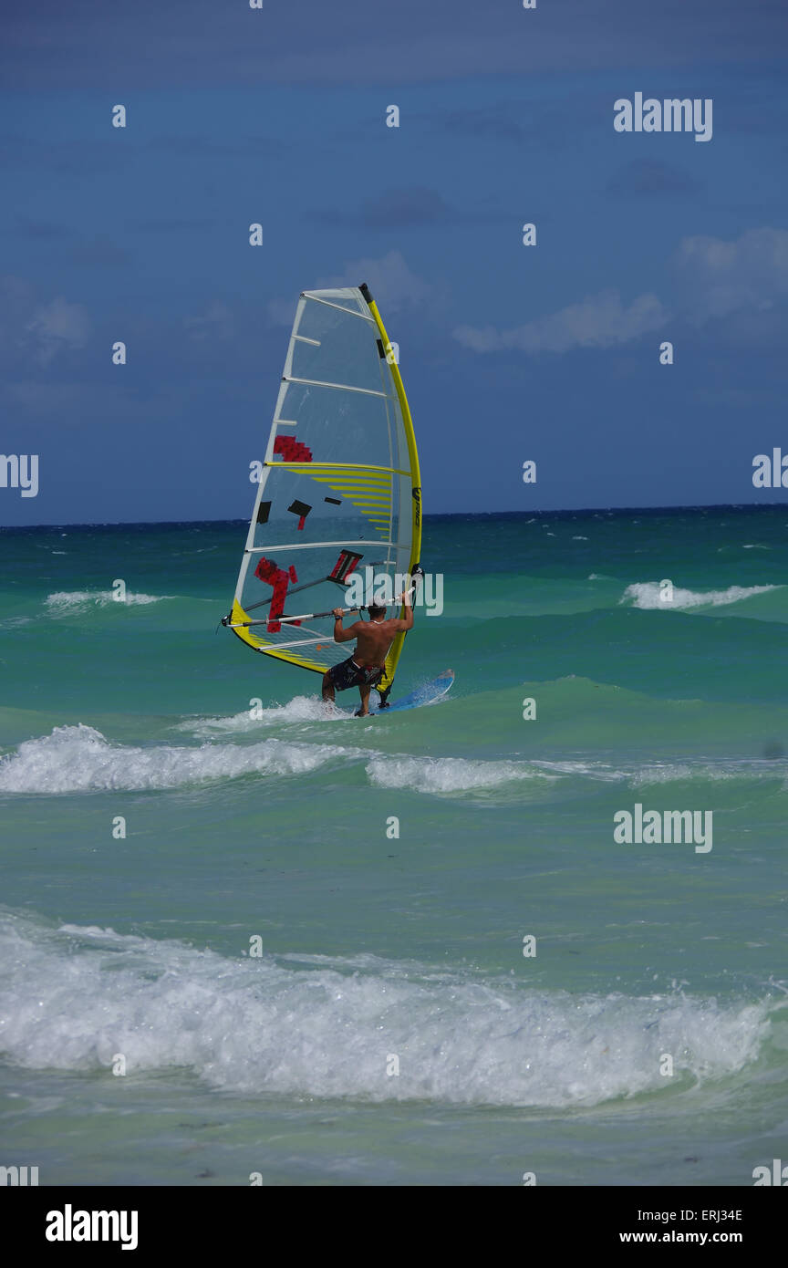 Windsurfer in Cayo Coco, Cuba Stock Photo - Alamy