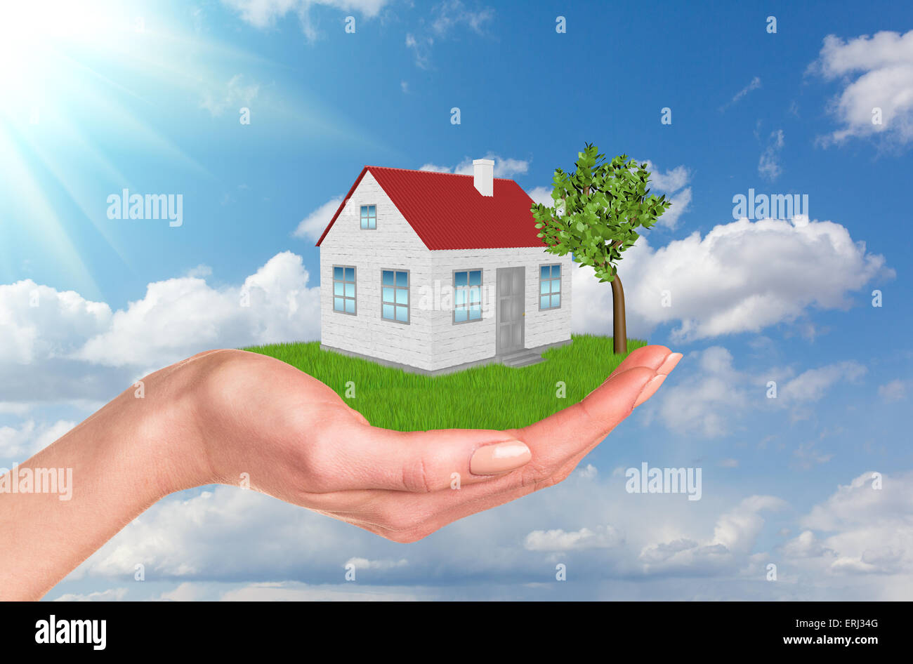 Hand holding house Stock Photo - Alamy