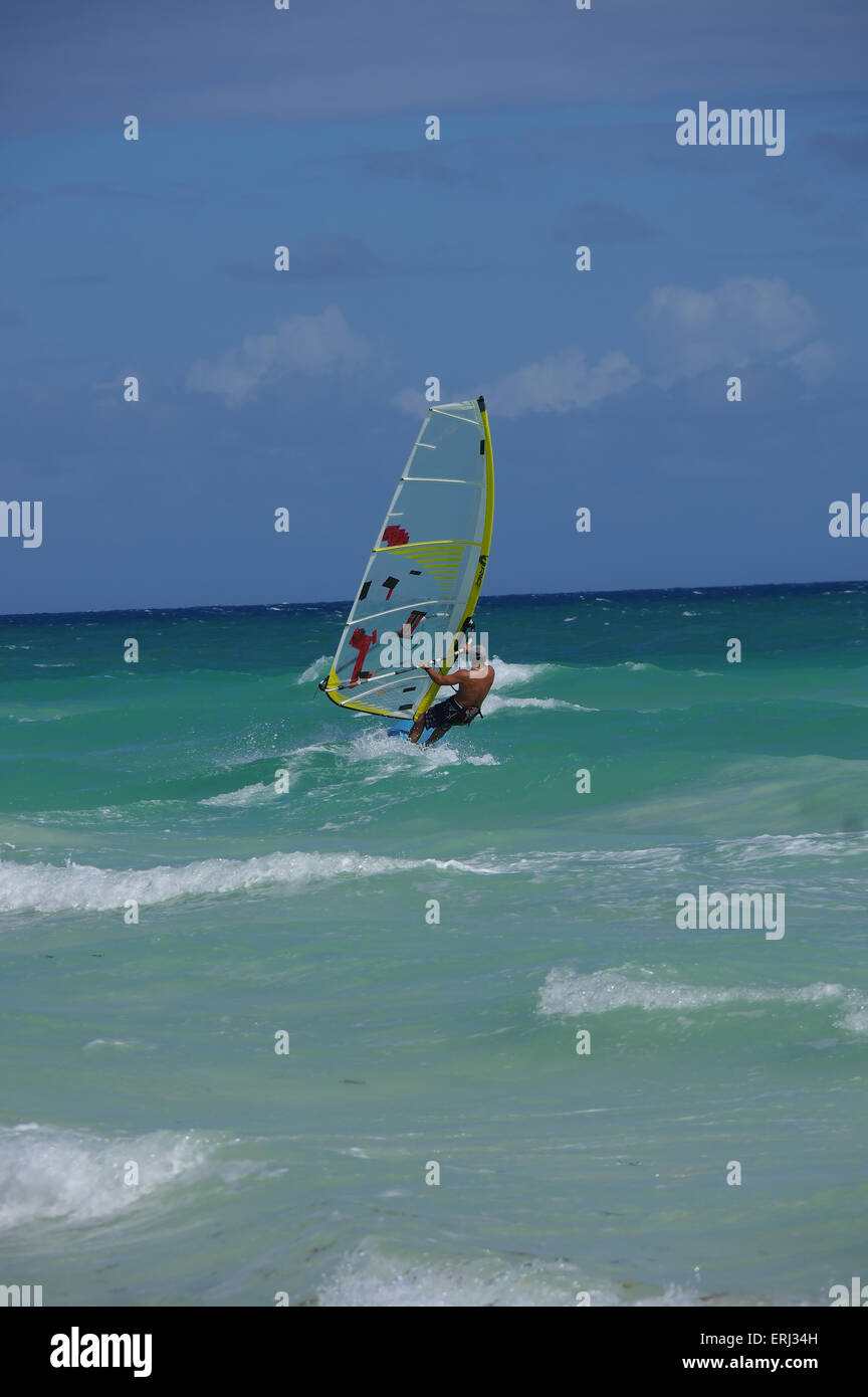 Windsurfer in Cayo Coco, Cuba Stock Photo - Alamy