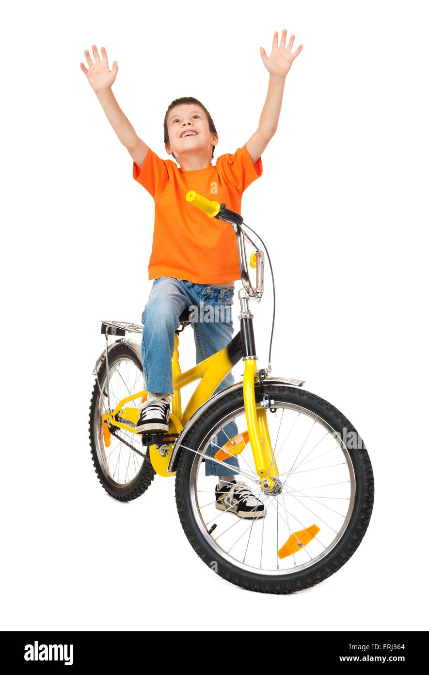 boy on bicycle isolated on white Stock Photo - Alamy