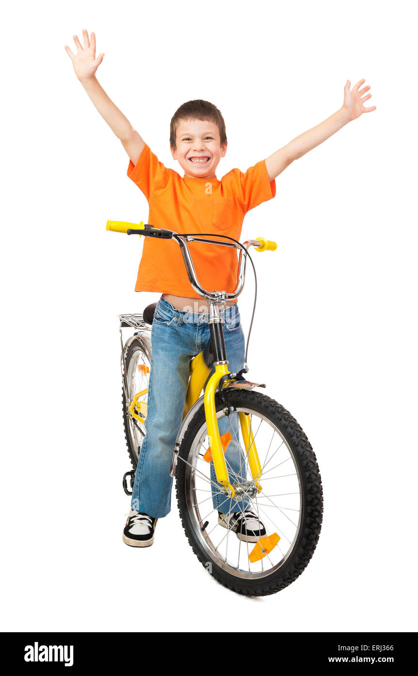 boy on bicycle isolated on white Stock Photo - Alamy