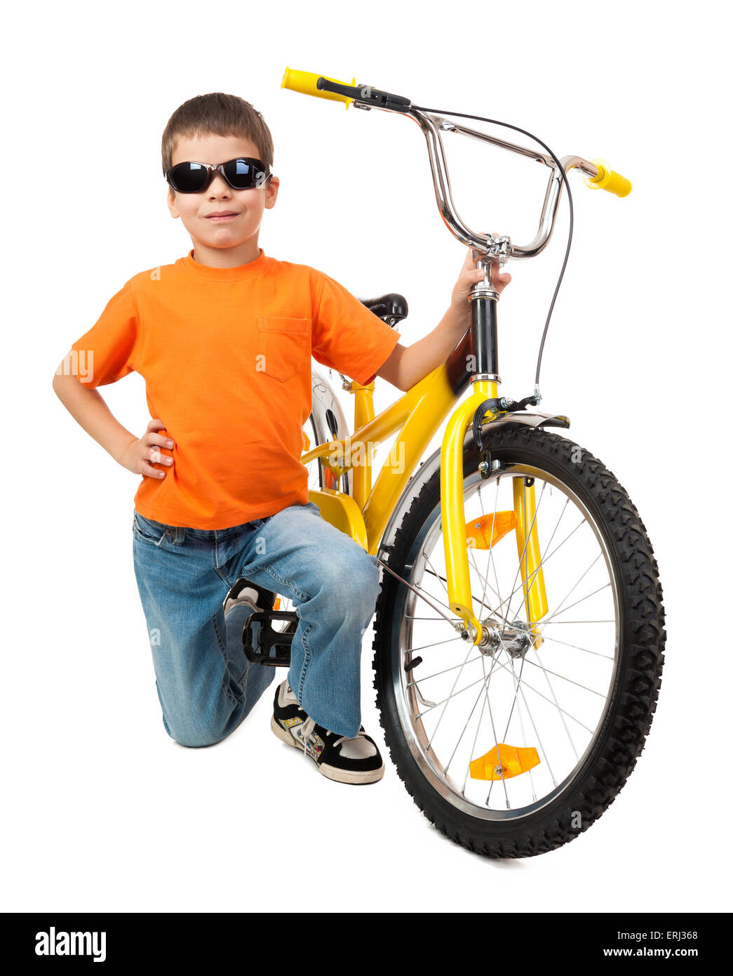 boy on bicycle isolated on white Stock Photo - Alamy